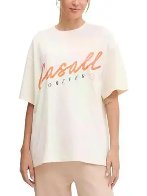 CASALL Logo-print Drop-shoulder T-shirt - Neutrals