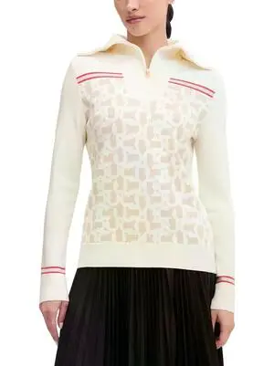 BOGNER Gine Monogram-print Quarter-zip Sweater