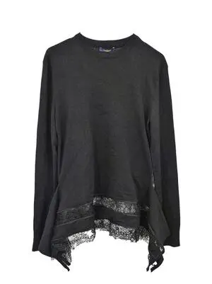 LOUIS VUITTON 2018 Lace-trim Sweater - Black