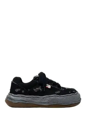 Mihara Yasuhiro Oliver Og Sole Ripped Overdye Canvas Low-top Sneakers - Black