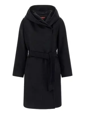 Max Mara New Mang Hooded Belted Coat - Blue