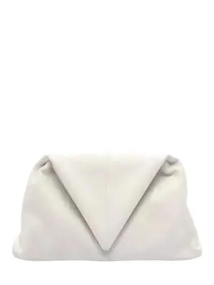 Bottega Veneta 2012-2026 Lambskin Trine Fold Over Clutch Bag - White