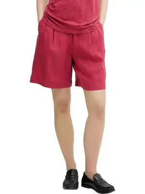 BENETTON Pleated Elasticated-waist Shorts - Red