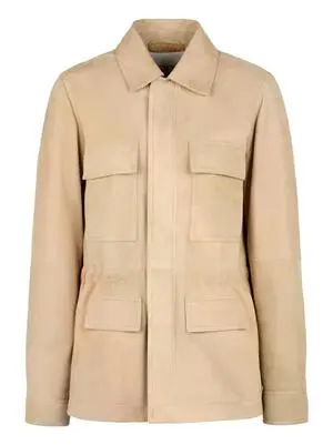 TOD'S Leather Field Field Jacket In Pashmy Suede - Neutrals