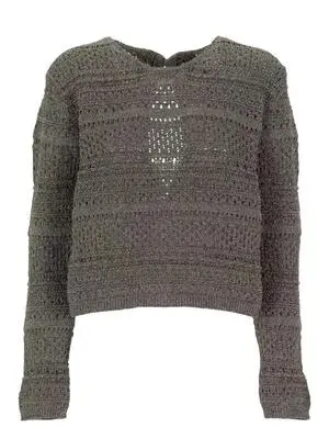 THE EROSE Metallic-effect Pointelle-knit Sweater