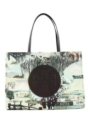 Tory Burch Ella Logo-patch Tote Bag Neutrals