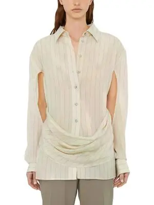 Christopher Esber Pinstripe Draped Shirt - Neutrals