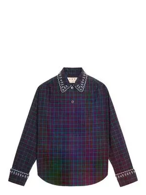 Marni Plaid Broderie Anglaise Shirt - Blue