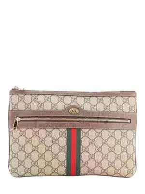 GUCCI Ophidia Zip Gg Coated Canvas Large Pouch