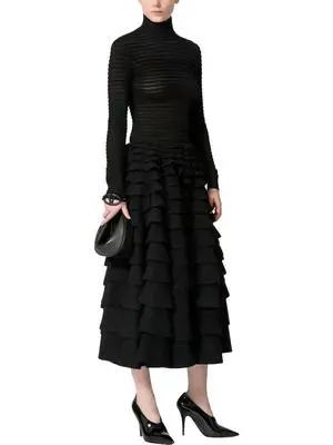 VALENTINO Ruffled Tiered Midi Skirt