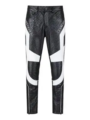 PHILIPP PLEIN Python Leather Pants Vegas Racing
