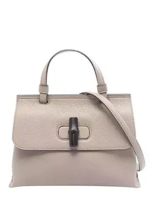 Gucci 2016-2026 Small Calfskin Bamboo Daily Satchel - Brown