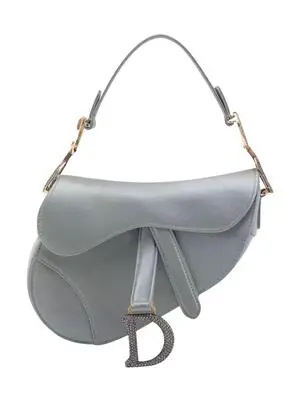 Dior 2015-2026 Mini Satin Crystal Embellished Saddle Bag Handbag Grey