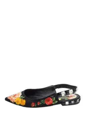 DOLCE & GABBANA Crystal Embellished Floral-print Ballet Flats
