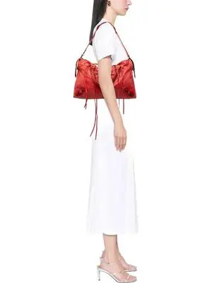 Balenciaga 2013 Lambskin Motocross Classic City Satchel Red