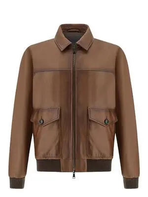 Paul & Shark Aqualeather Bomber Jacket - Pinecone