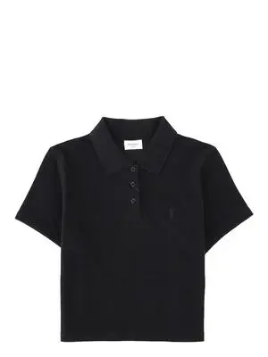 Saint Laurent Saint Laurent Women Polo Corta Cassandre In Piqué Di Cotone Black