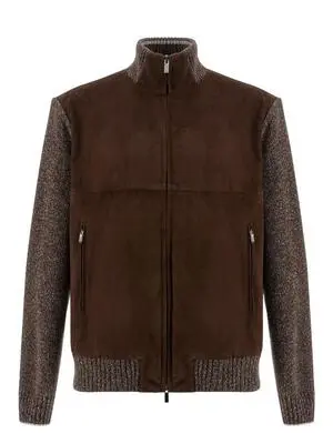 Paul & Shark Blouson In Wool, Cashmere And Aqualeather Suede - Coffeebean