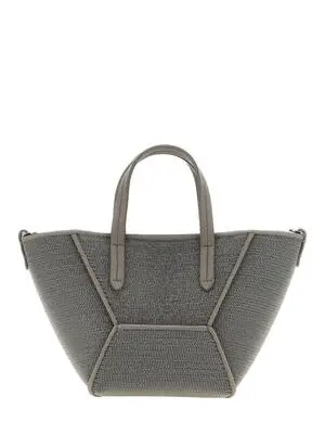 Brunello Cucinelli Bc Duo Suede Calfskin Mini Handbag With Monili Grey