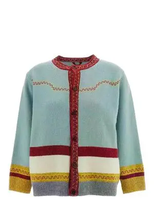 BODE Rock Candy Embroidered Striped Cardigan