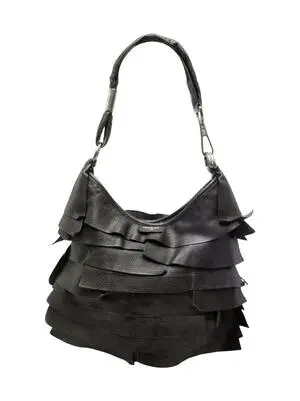 SAINT LAURENT 2000-2012 Small Ruffled Leather Saint Tropez Hobo Shoulder Bag