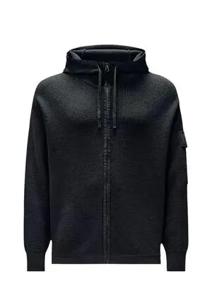 C.P. COMPANY Waffle-knit Zip-up Hoodie - Black