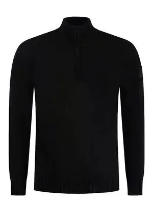 C.P. COMPANY Logo-patch Quarter-zip Sweater - Black