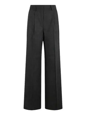 SLOWEAR Pleated Wide-leg Trousers - Grey