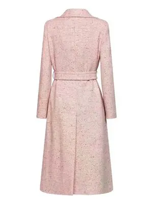 Tagliatore Molly Herringbone-pattern Belted Coat - Pink