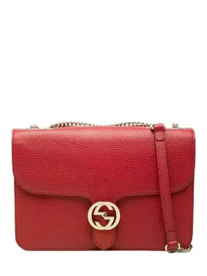 Gucci 2016-2026 Medium Dollar Calfskin Interlocking G Crossbody Bag - Red