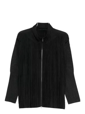 Issey Miyake Pleated Zip-up Jacket - Black