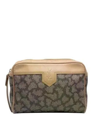 Saint Laurent 20th Century Printed Coated Canvas Clutch Bag - Grey
