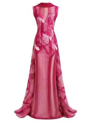 GEMY MAALOUF Embroidered-pattern Floor-length Dress - Pink