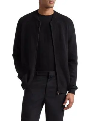 Frenckenberger Cashmere & Silk Bomber Cardigan - Black