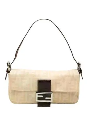 Fendi 20th Century Zucca Canvas Baguette Shoulder Bag Neutrals