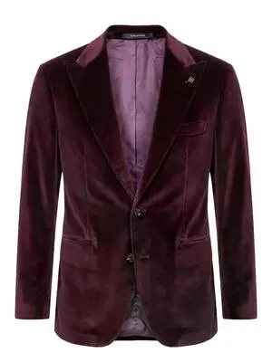 Tagliatore Velvet Peak-lapel Blazer - Red