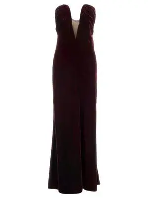 Giorgio Armani Strapless Velvet Gown - Red