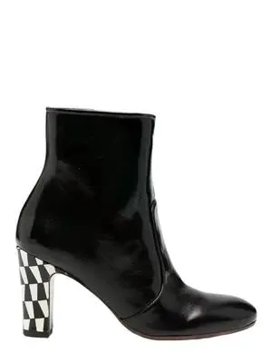 Chie Mihara Manel Checkered-heel Ankle Boots - Black