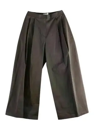 AMOMENTO Pleated Wide-leg Trousers - Brown