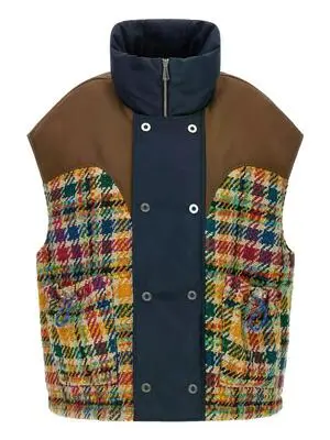 MARBELL Kate Tartan Tweed Vest - Brown