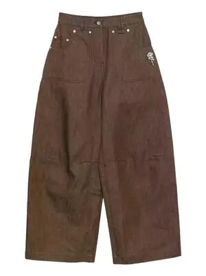 Simone Rocha Crystal-embellished Wide-leg Jeans - Brown