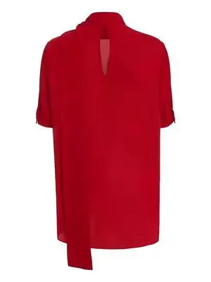 VALENTINO Bow-detail Silk-georgette Blouse