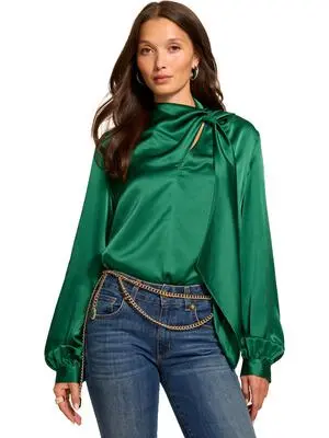 Ramy Brook Harry Silk Long Sleeve Blouse - Deep Emerald