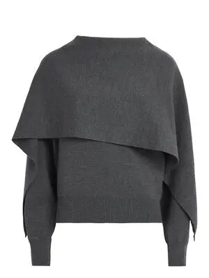 RÓHE Wool Cape Sweater - Grey