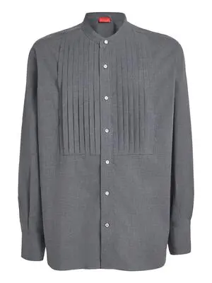 Isaia Cotton Plisse Sport Shirt - Grey