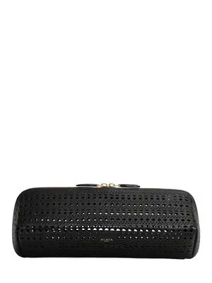 Alaïa Leather Perforated Delta Clutch Bag - Black