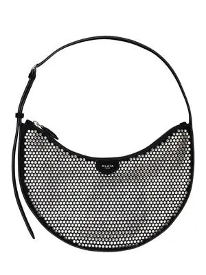 ALAÏA Small Suede Studded One Piece Demi Lune Shoulder Bag