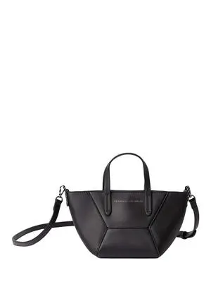 Brunello Cucinelli Mini Calfskin Bc Duo Tote Bag - Black
