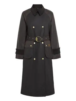 Barbour Waxed Cotton Elva Trench Coat - Brown