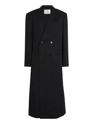 AMI Paris Wool Double-breasted Coat - Black